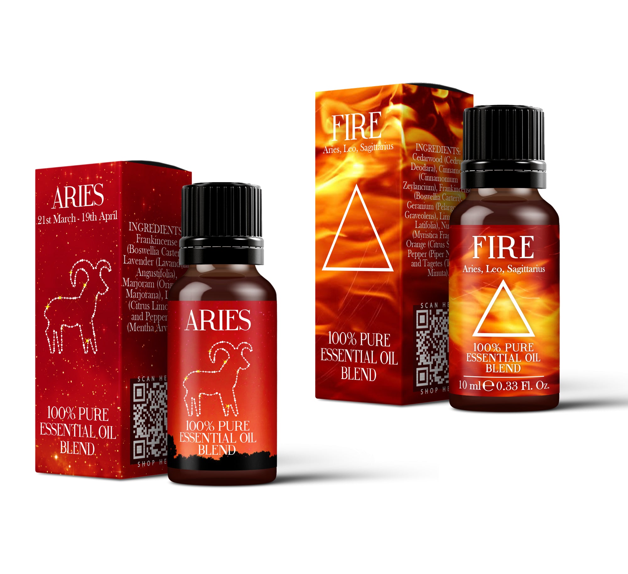 Fire Element & Aries Zodiac Sign Astrology Essential Oil Blend Twin Pa